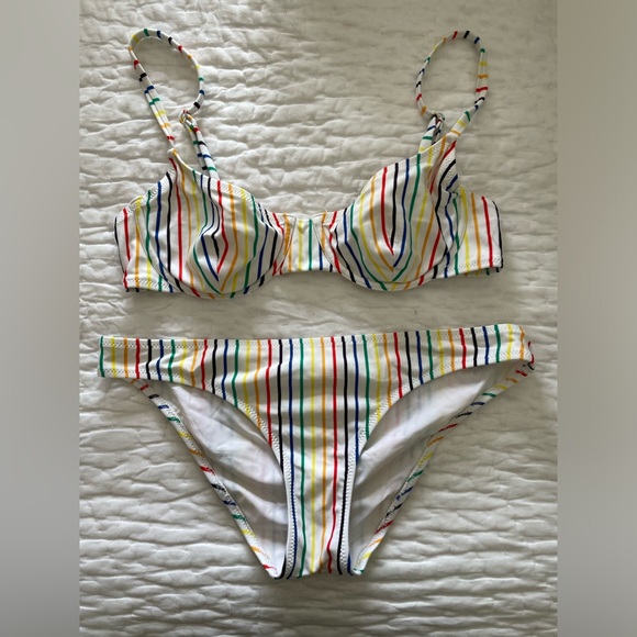 SOLID & STRIPED | Swim | Solid Stripe Rainbow Bikini | Poshmark